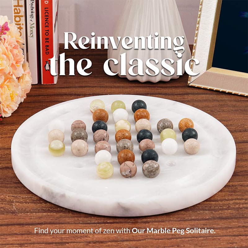 10" Marble Peg Solitaire – 2 Player Board Game