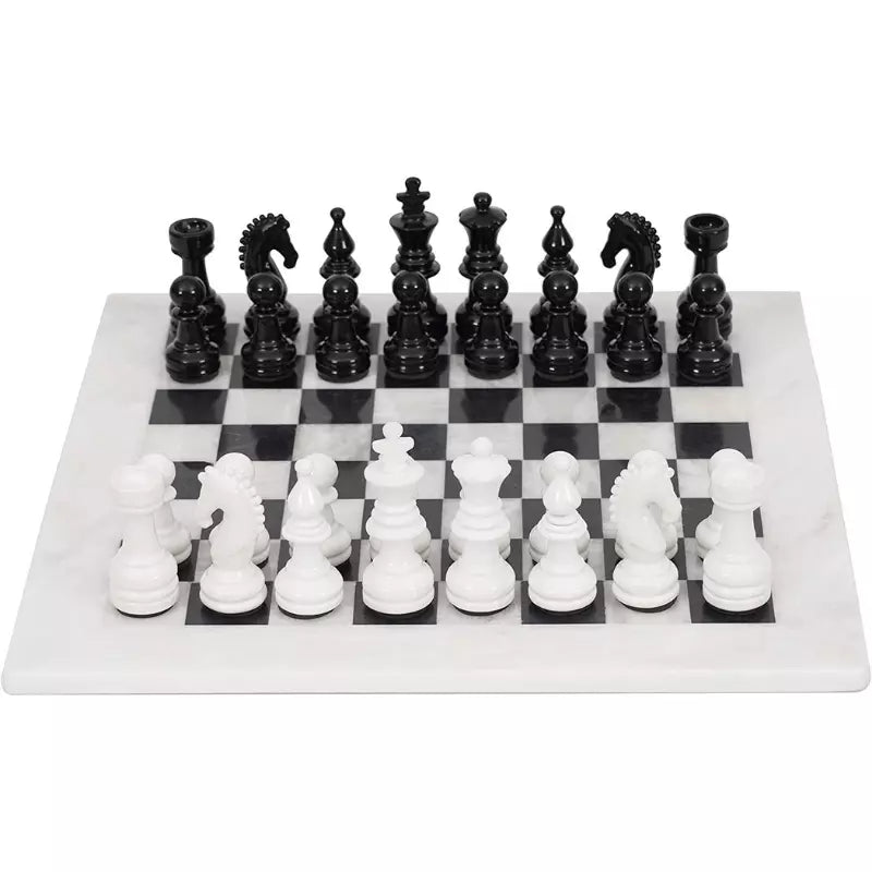 15 Inches White And Black Chess Set with 32 Metallic Pieces – Royal ...