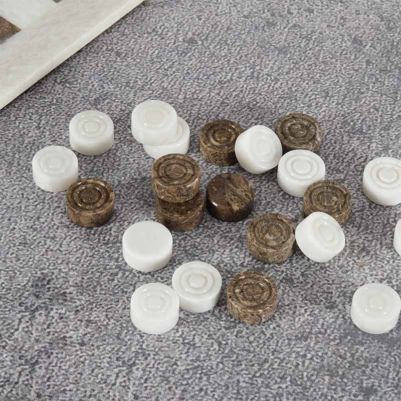 Oceanic and White Natural Marble Checkers Figures Set