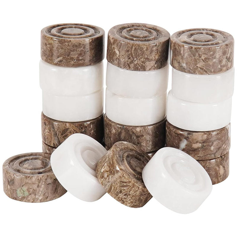 Oceanic and White Natural Marble Checkers Figures Set