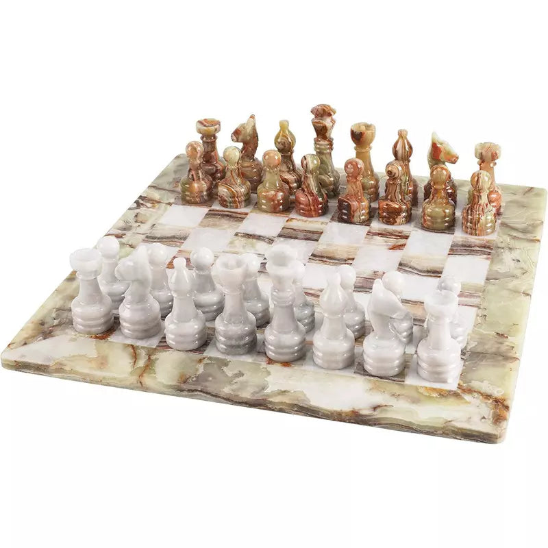 15 Inches Green And White Onyx Marble Chess Set – Royal Bishop - Marble ...