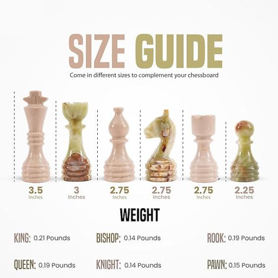 Handmade Verona & Green Chess Pieces - 15-20 Inch Chess Game