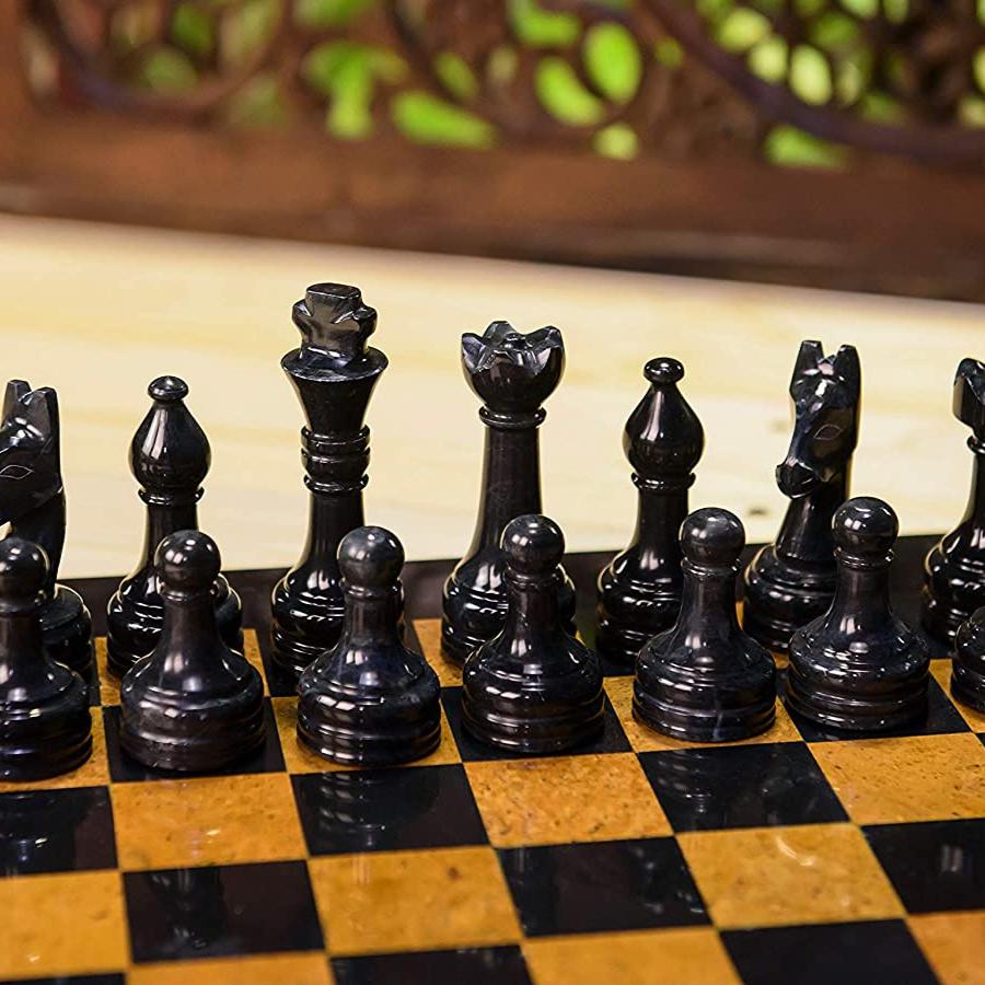 15 Inches Black and Golden High Quality Marble Chess Set | Royal Bishop ...