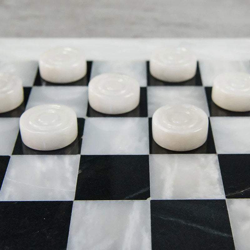 White and Black Premium Quality Marble Checkers Set