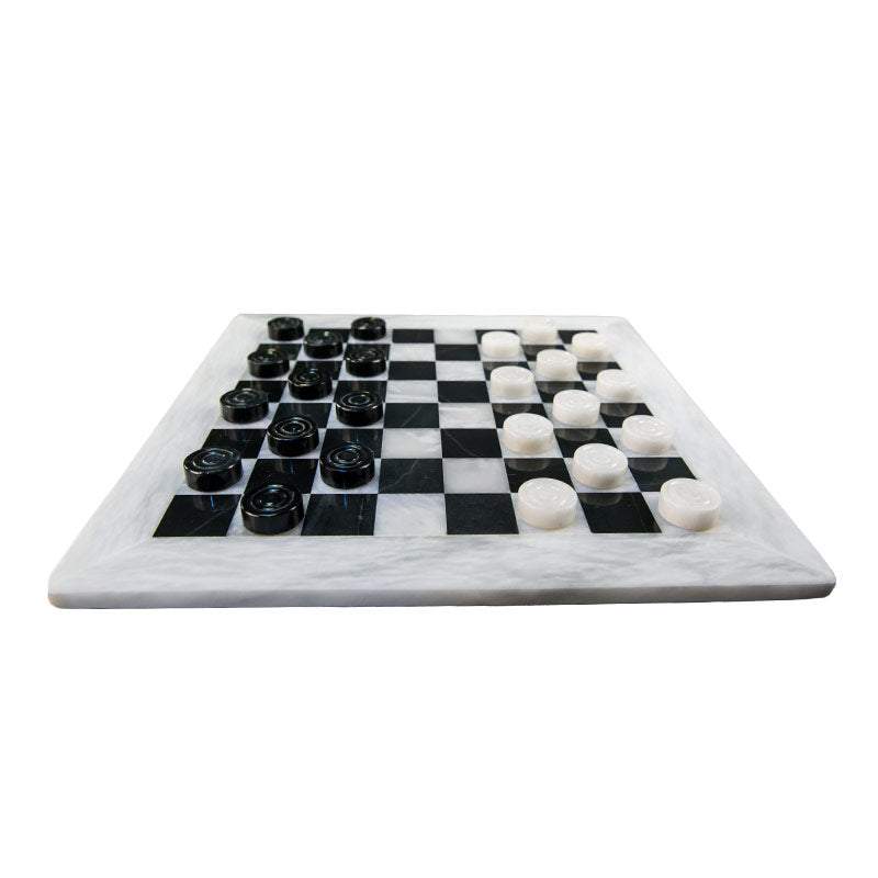 White and Black Premium Quality Marble Checkers Set